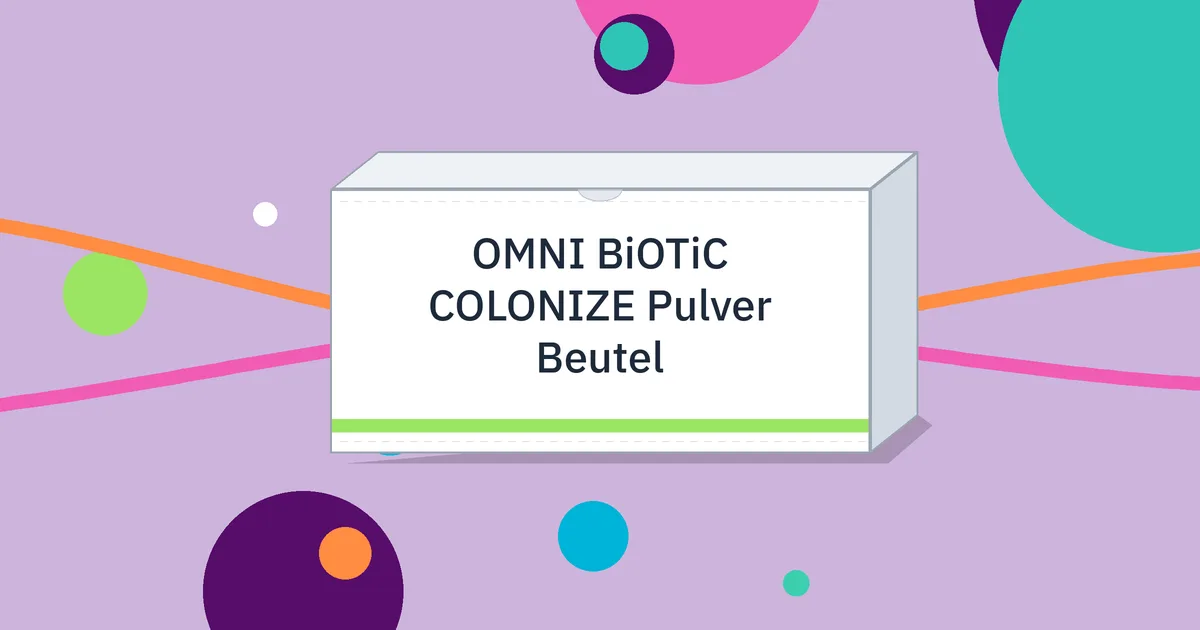 Symbolbild: Packung mit der Aufschrift OMNI BiOTiC COLONIZE Pulver Beutel (PZN 18111527) – Verfügbarkeit und Bezug in Apotheken in Frankfurt am Main