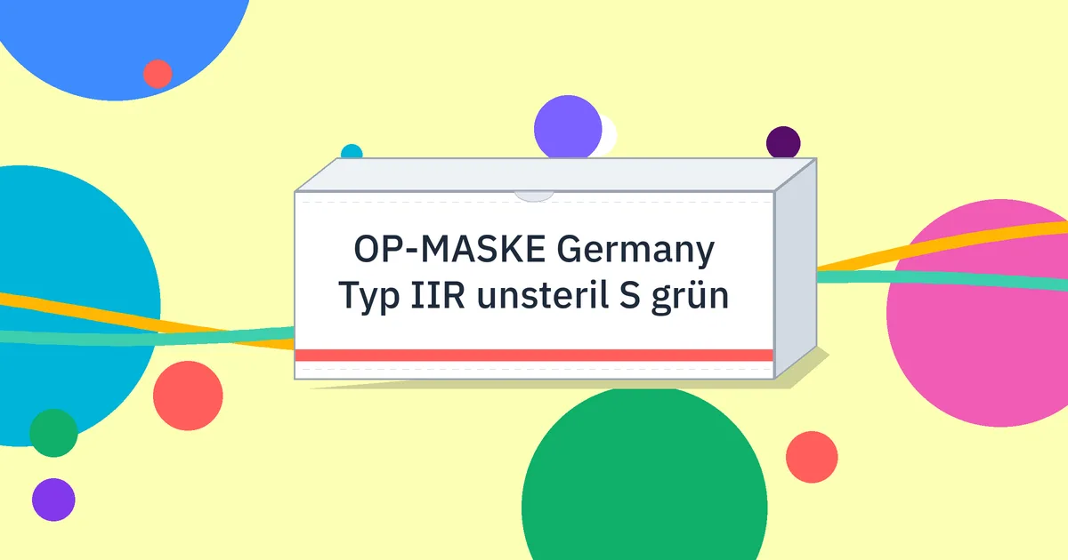 Symbolbild: Packung mit der Aufschrift OP-MASKE Germany Typ IIR unsteril S grün (PZN 16910081) – Verfügbarkeit und Bezug in Apotheken in Frankfurt am Main