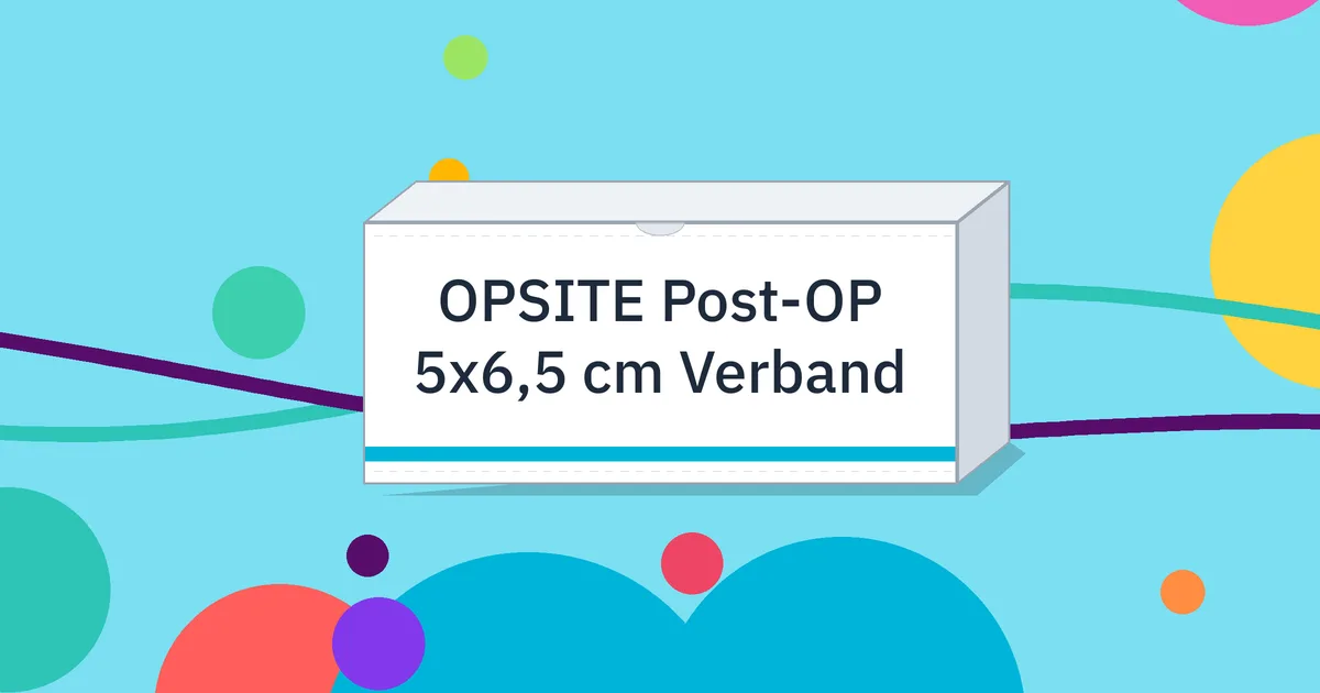 Symbolbild: Packung mit der Aufschrift OPSITE Post-OP 5x6,5 cm Verband (PZN 19787965) – Verfügbarkeit und Bezug in Apotheken in Frankfurt am Main