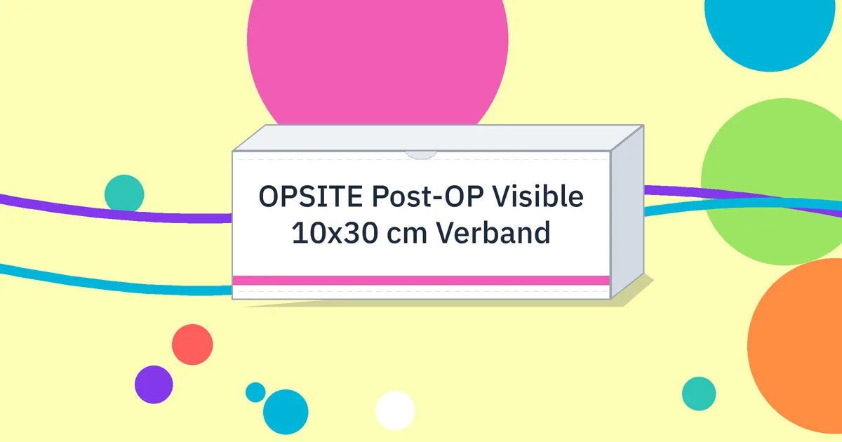 Symbolbild: Packung mit der Aufschrift OPSITE Post-OP Visible 10x30 cm Verband (PZN 03726424) – Verfügbarkeit und Bezug in Apotheken in Frankfurt am Main