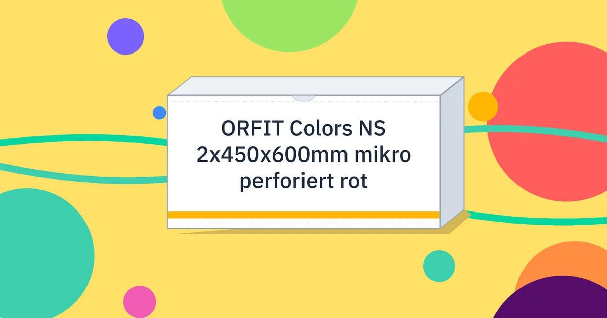 Symbolbild: Packung mit der Aufschrift ORFIT Colors NS 2x450x600mm mikro perforiert rot (PZN 19396874) – Verfügbarkeit und Bezug in Apotheken in Frankfurt am Main