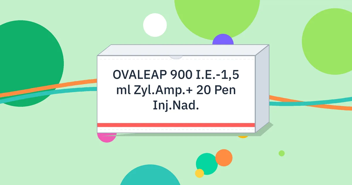 Symbolbild: Packung mit der Aufschrift OVALEAP 900 I.E.-1,5 ml Zyl.Amp.+ 20 Pen Inj.Nad. (PZN 14274304) – Verfügbarkeit und Bezug in Apotheken in Frankfurt am Main