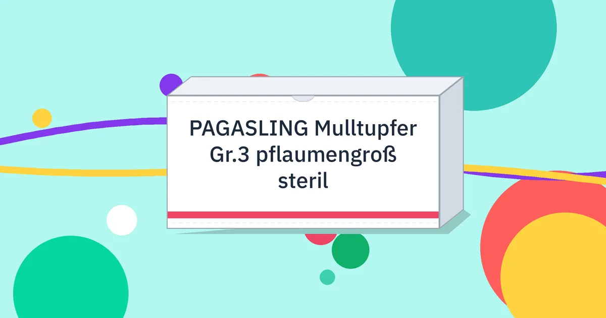 Symbolbild: Packung mit der Aufschrift PAGASLING Mulltupfer Gr.3 pflaumengroß steril (PZN 19856324) – Verfügbarkeit und Bezug in Apotheken in Frankfurt am Main