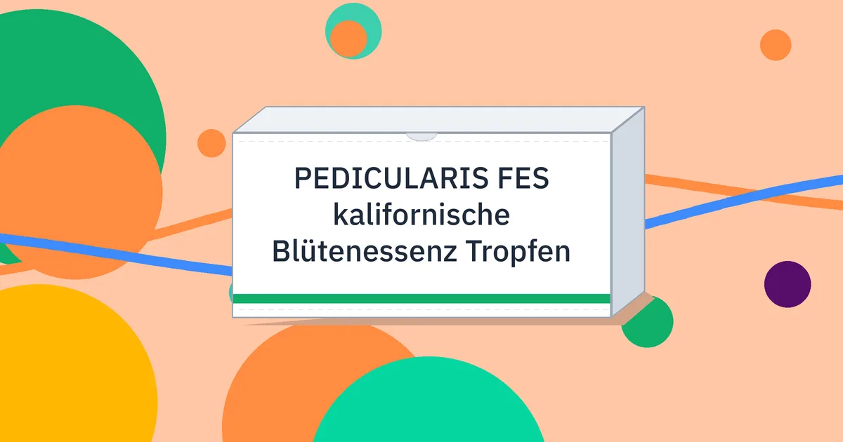 Symbolbild: Packung mit der Aufschrift PEDICULARIS FES kalifornische Blütenessenz Tropfen (PZN 18810018) – Verfügbarkeit und Bezug in Apotheken in Frankfurt am Main