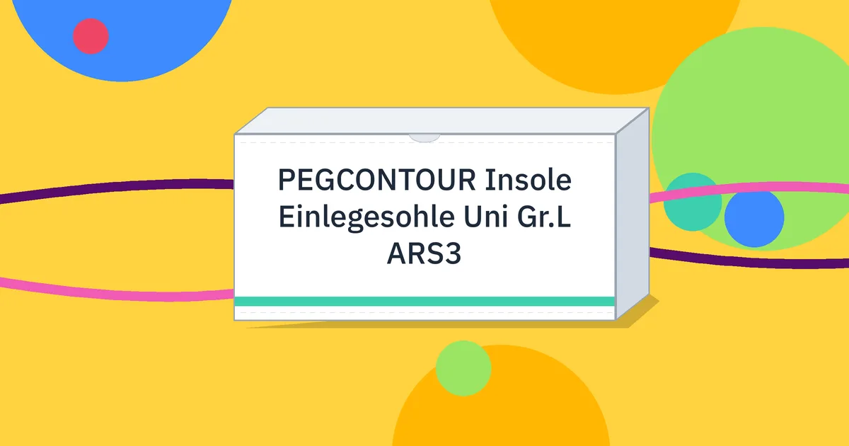 Symbolbild: Packung mit der Aufschrift PEGCONTOUR Insole Einlegesohle Uni Gr.L ARS3 (PZN 18377834) – Verfügbarkeit und Bezug in Apotheken in Frankfurt am Main