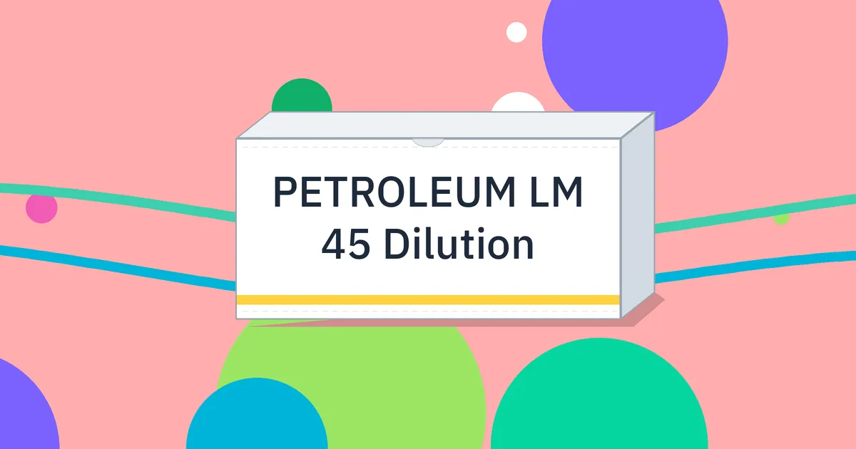 Symbolbild: Packung mit der Aufschrift PETROLEUM LM 45 Dilution (PZN 12977898) – Verfügbarkeit und Bezug in Apotheken in Frankfurt am Main
