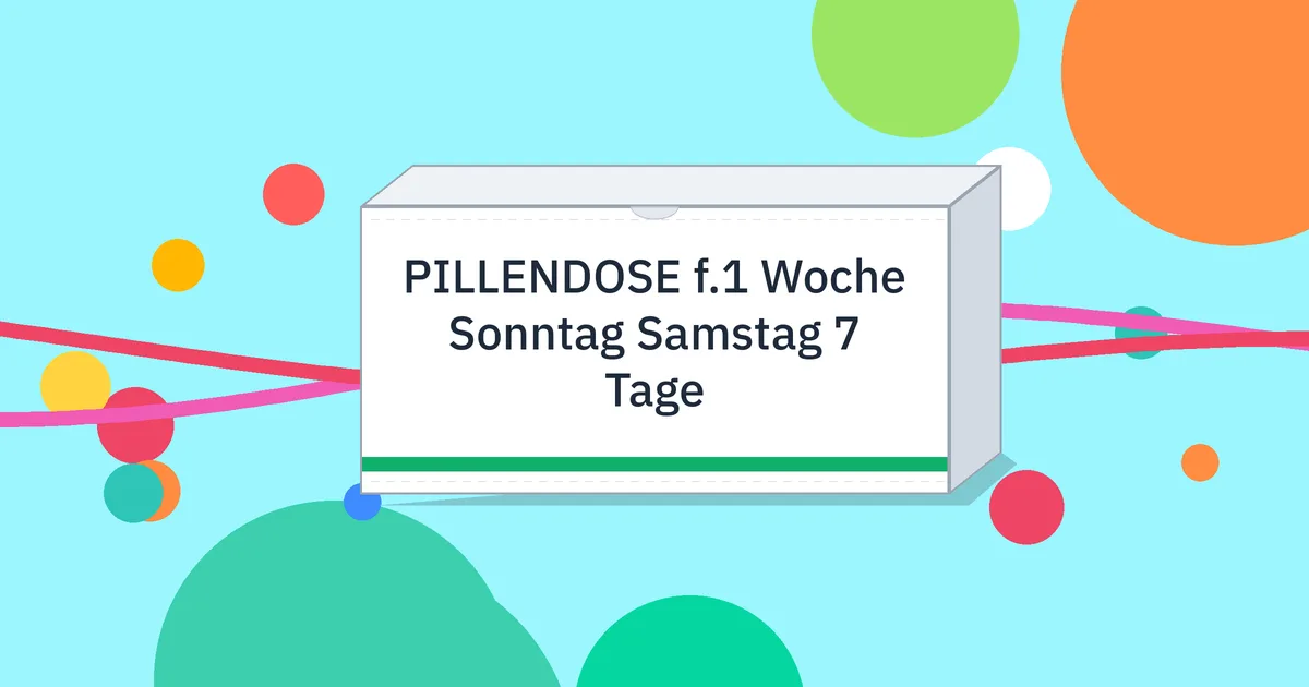 Symbolbild: Packung mit der Aufschrift PILLENDOSE f.1 Woche Sonntag Samstag 7 Tage (PZN 00775385) – Verfügbarkeit und Bezug in Apotheken in Frankfurt am Main