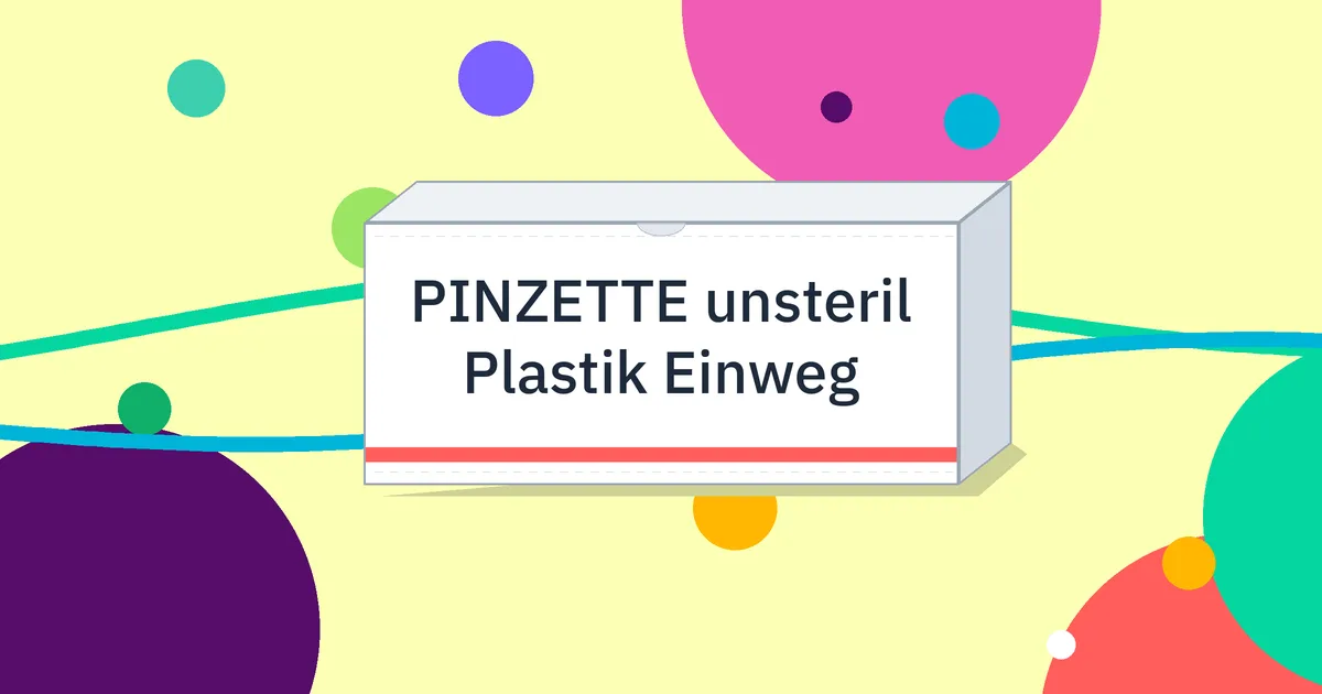 Symbolbild: Packung mit der Aufschrift PINZETTE unsteril Plastik Einweg (PZN 16915948) – Verfügbarkeit und Bezug in Apotheken in Frankfurt am Main