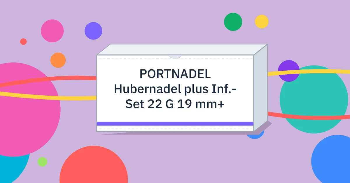 Symbolbild: Packung mit der Aufschrift PORTNADEL Hubernadel plus Inf.-Set 22 G 19 mm+ (PZN 02705325) – Verfügbarkeit und Bezug in Apotheken in Frankfurt am Main