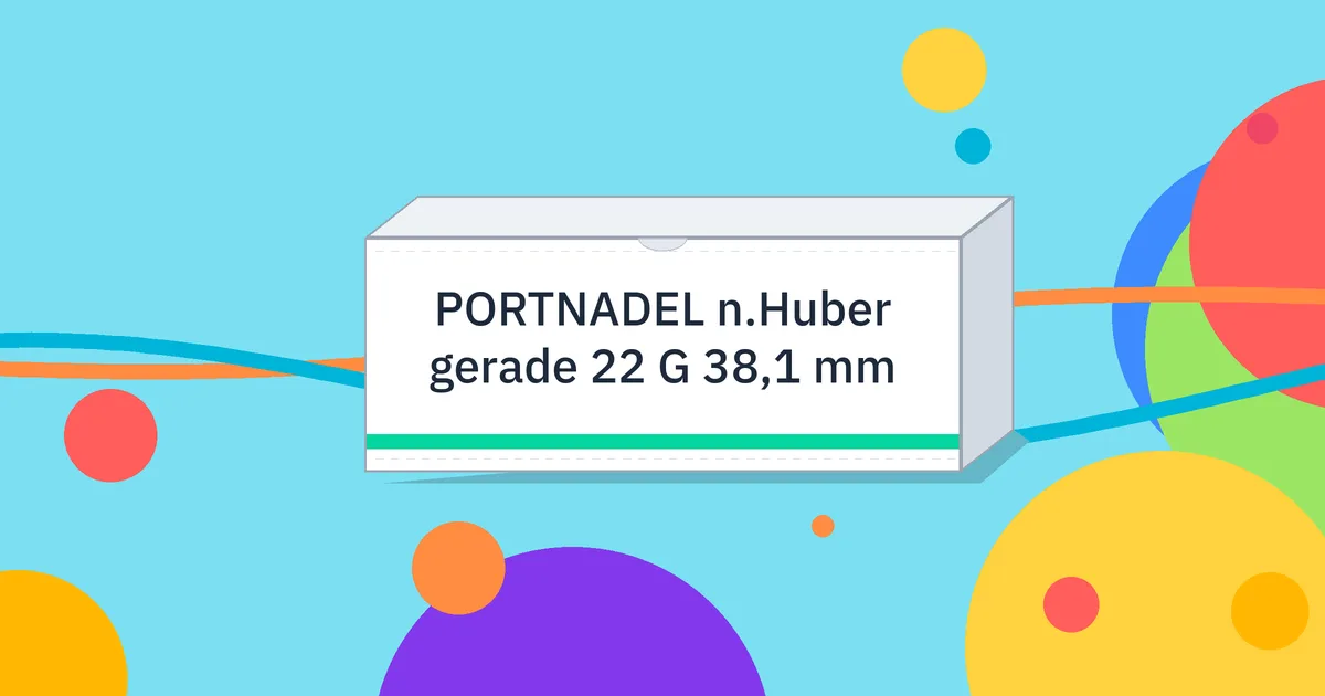 Symbolbild: Packung mit der Aufschrift PORTNADEL n.Huber gerade 22 G 38,1 mm (PZN 00435488) – Verfügbarkeit und Bezug in Apotheken in Frankfurt am Main