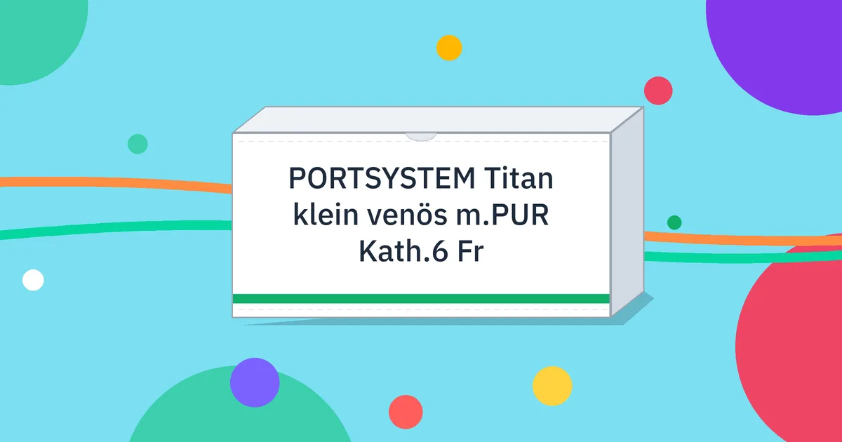 Symbolbild: Packung mit der Aufschrift PORTSYSTEM Titan klein venös m.PUR Kath.6 Fr (PZN 04501207) – Verfügbarkeit und Bezug in Apotheken in Frankfurt am Main