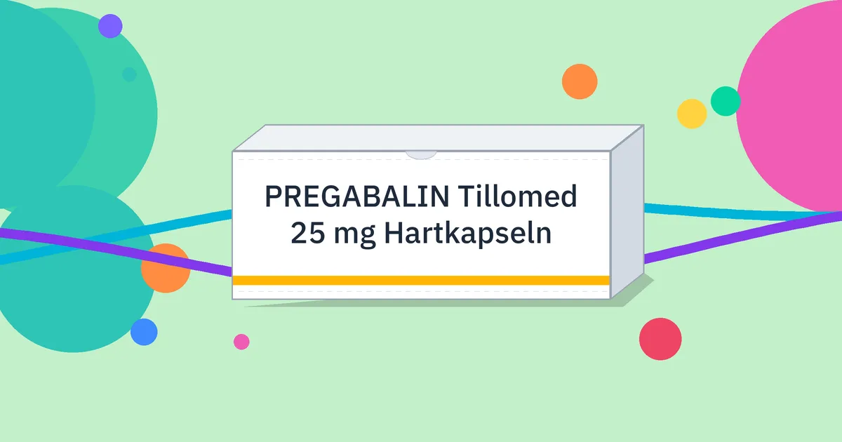 Symbolbild: Packung mit der Aufschrift PREGABALIN Tillomed 25 mg Hartkapseln (PZN 15200466) – Verfügbarkeit und Bezug in Apotheken in Frankfurt am Main
