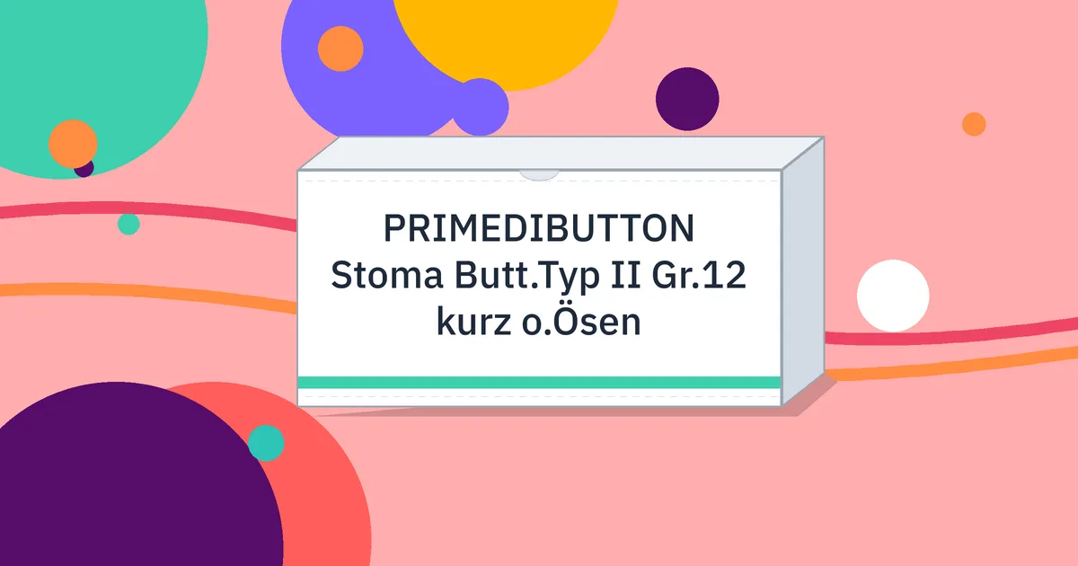 Symbolbild: Packung mit der Aufschrift PRIMEDIBUTTON Stoma Butt.Typ II Gr.12 kurz o.Ösen (PZN 10791468) – Verfügbarkeit und Bezug in Apotheken in Frankfurt am Main