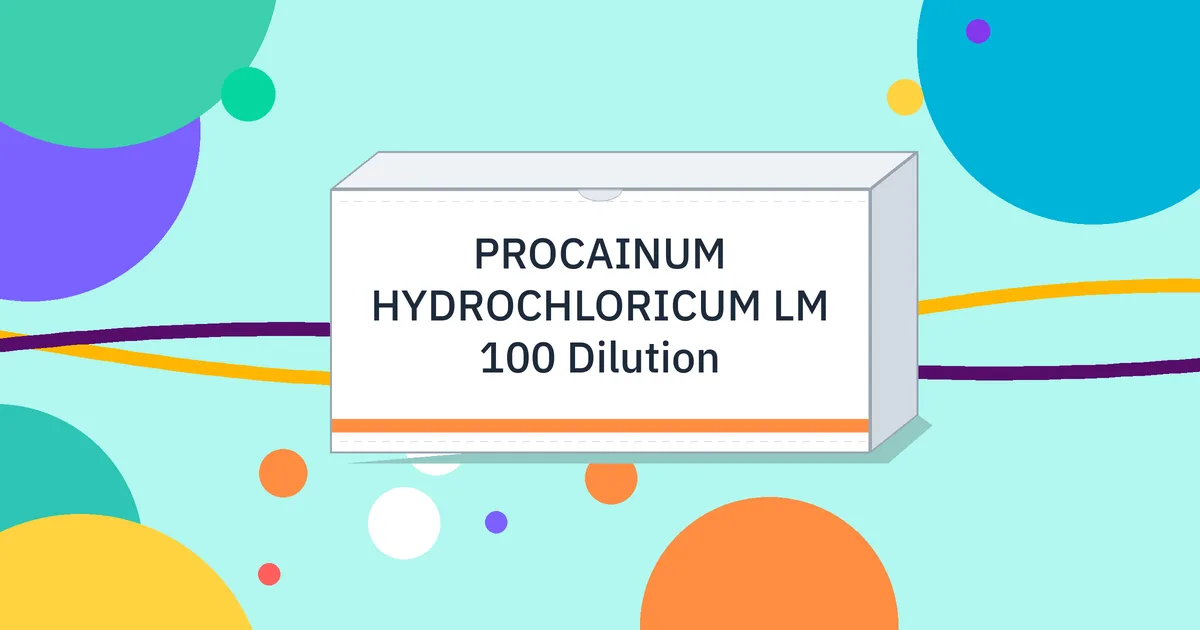 Symbolbild: Packung mit der Aufschrift PROCAINUM HYDROCHLORICUM LM 100 Dilution (PZN 13668751) – Verfügbarkeit und Bezug in Apotheken in Frankfurt am Main