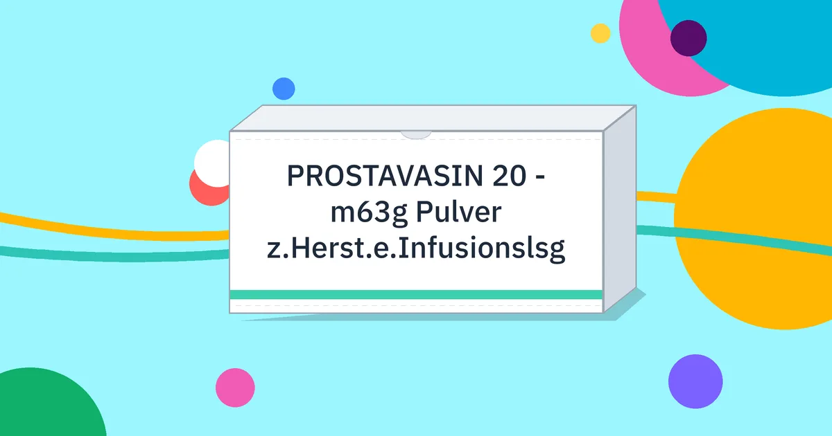 Symbolbild: Packung mit der Aufschrift PROSTAVASIN 20 -m63g Pulver z.Herst.e.Infusionslsg (PZN 10420022) – Verfügbarkeit und Bezug in Apotheken in Frankfurt am Main