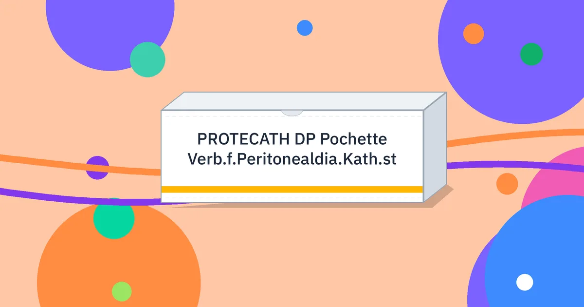Symbolbild: Packung mit der Aufschrift PROTECATH DP Pochette Verb.f.Peritonealdia.Kath.st (PZN 19112960) – Verfügbarkeit und Bezug in Apotheken in Frankfurt am Main