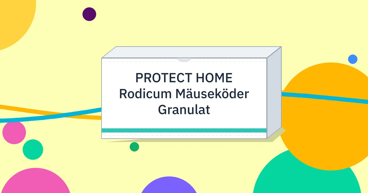 Symbolbild: Packung mit der Aufschrift PROTECT HOME Rodicum Mäuseköder Granulat (PZN 13753563) – Verfügbarkeit und Bezug in Apotheken in Frankfurt am Main