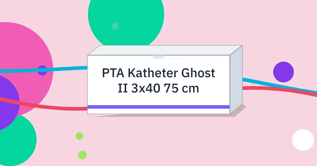 Symbolbild: Packung mit der Aufschrift PTA Katheter Ghost II 3x40 75 cm (PZN 00115507) – Verfügbarkeit und Bezug in Apotheken in Frankfurt am Main