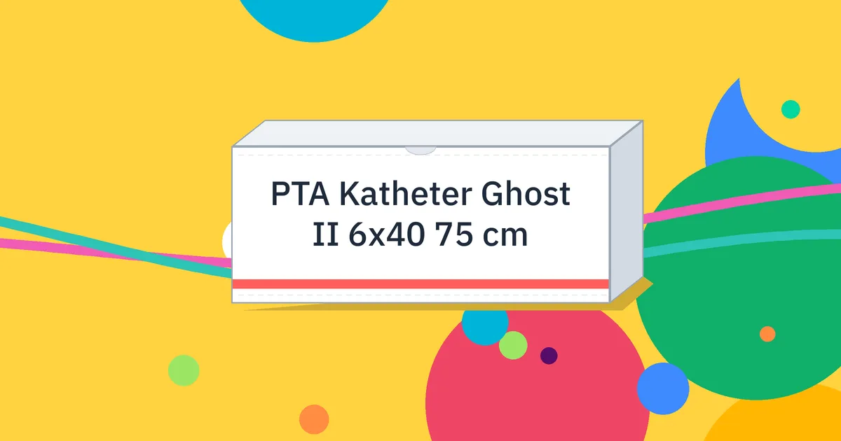 Symbolbild: Packung mit der Aufschrift PTA Katheter Ghost II 6x40 75 cm (PZN 00123843) – Verfügbarkeit und Bezug in Apotheken in Frankfurt am Main