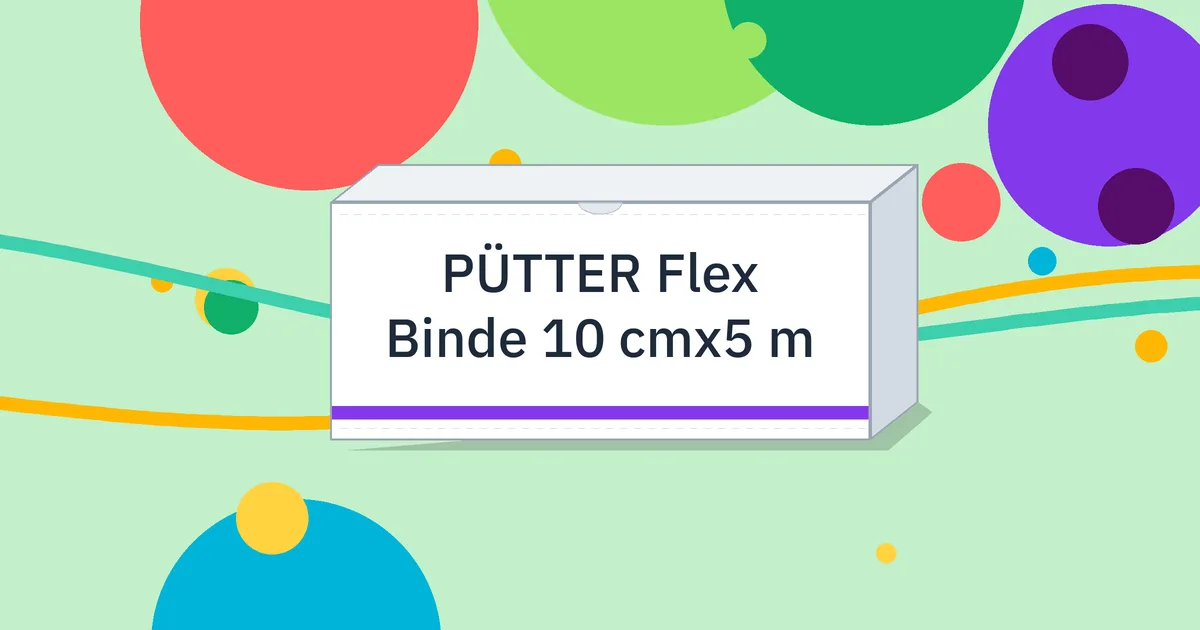 Symbolbild: Packung mit der Aufschrift PÜTTER Flex Binde 10 cmx5 m (PZN 18116341) – Verfügbarkeit und Bezug in Apotheken in Frankfurt am Main