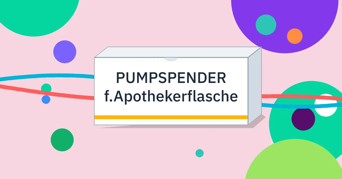 Symbolbild: Packung mit der Aufschrift PUMPSPENDER f.Apothekerflasche (PZN 14290533) – Verfügbarkeit und Bezug in Apotheken in Frankfurt am Main