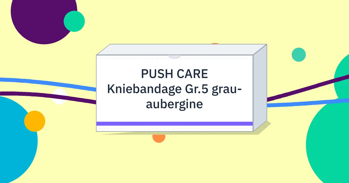 Symbolbild: Packung mit der Aufschrift PUSH CARE Kniebandage Gr.5 grau-aubergine (PZN 04856927) – Verfügbarkeit und Bezug in Apotheken in Frankfurt am Main