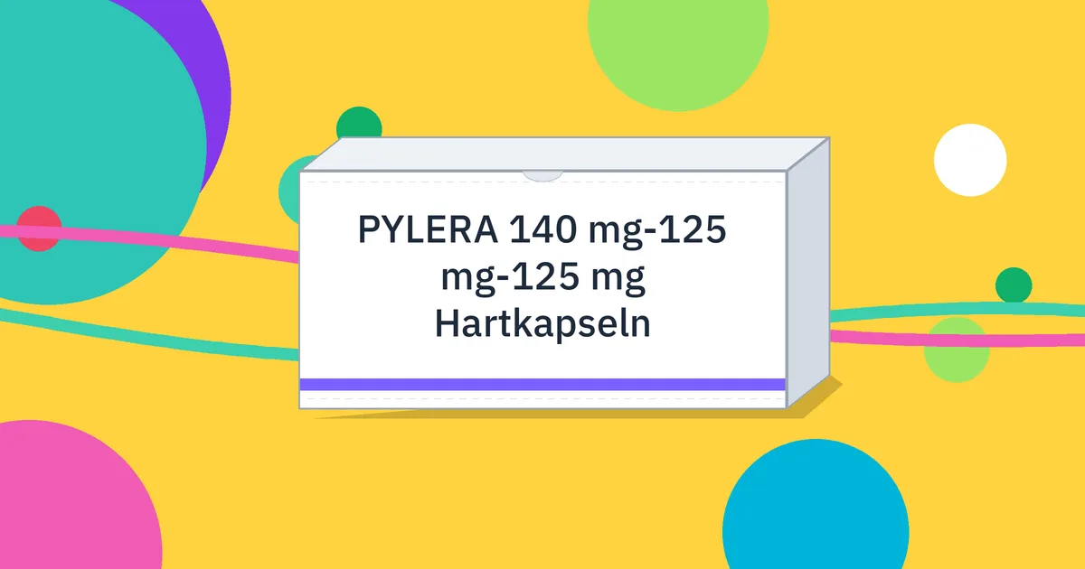 Symbolbild: Packung mit der Aufschrift PYLERA 140 mg-125 mg-125 mg Hartkapseln (PZN 16134116) – Verfügbarkeit und Bezug in Apotheken in Frankfurt am Main