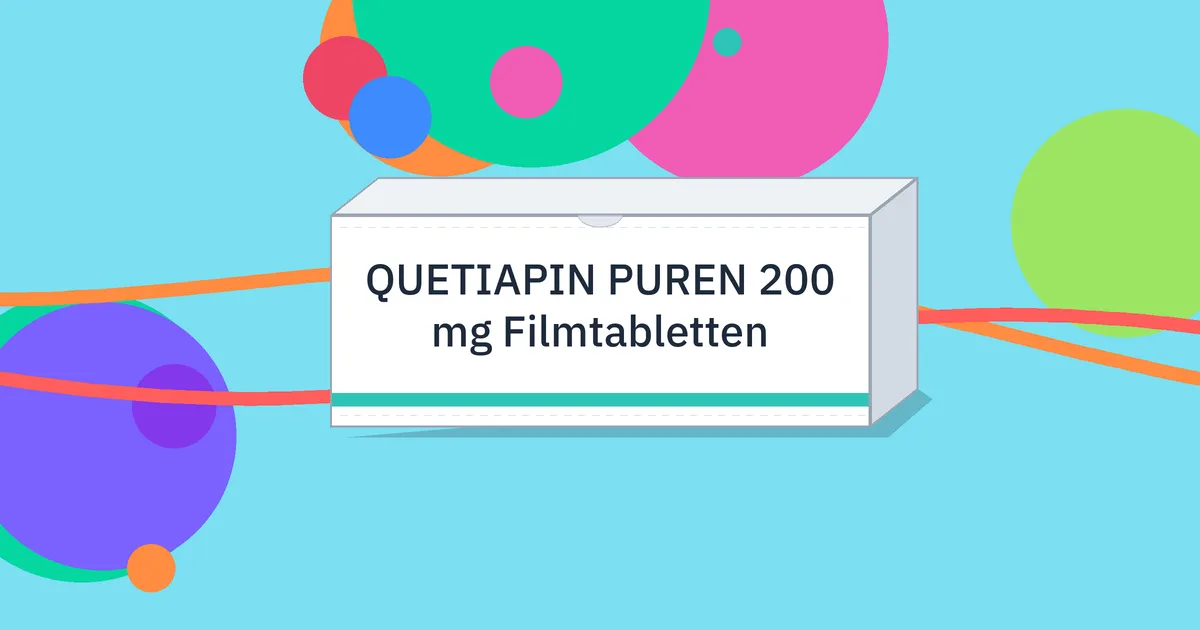 Symbolbild: Packung mit der Aufschrift QUETIAPIN PUREN 200 mg Filmtabletten (PZN 18428626) – Verfügbarkeit und Bezug in Apotheken in Frankfurt am Main