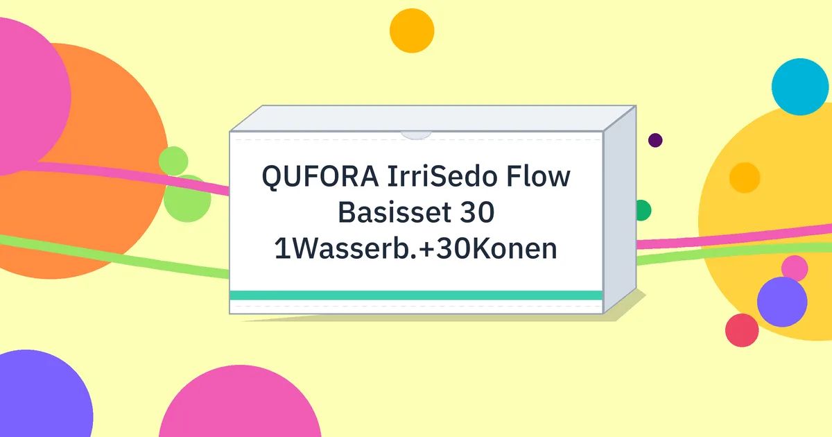Symbolbild: Packung mit der Aufschrift QUFORA IrriSedo Flow Basisset 30 1Wasserb.+30Konen (PZN 18080436) – Verfügbarkeit und Bezug in Apotheken in Frankfurt am Main