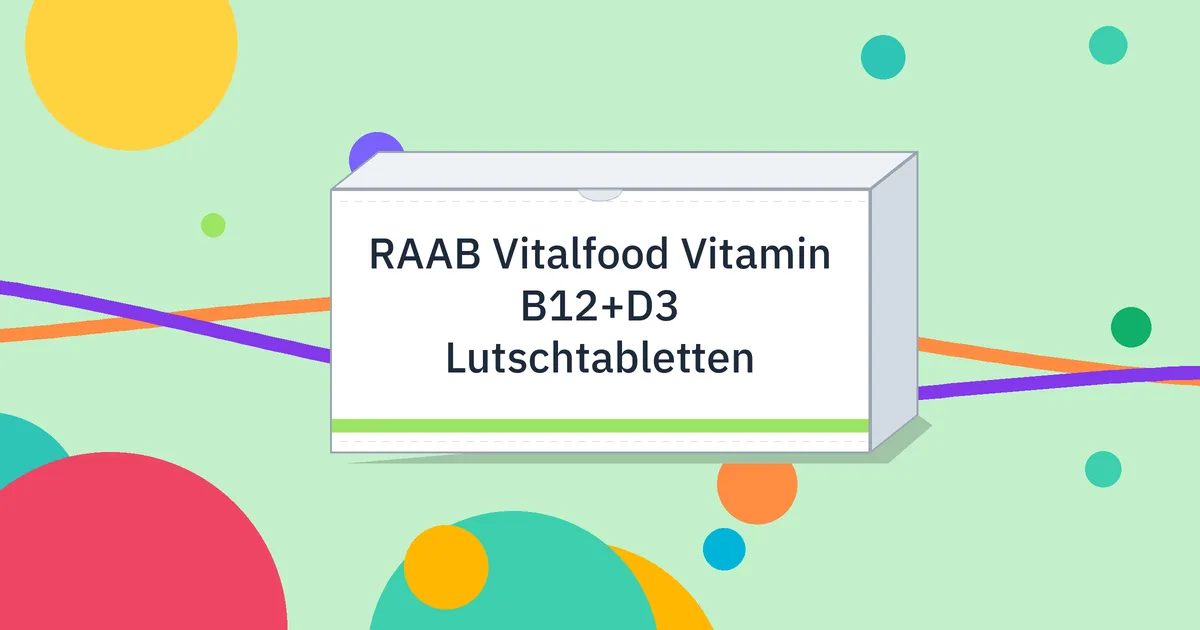 Symbolbild: Packung mit der Aufschrift RAAB Vitalfood Vitamin B12+D3 Lutschtabletten (PZN 19304412) – Verfügbarkeit und Bezug in Apotheken in Frankfurt am Main