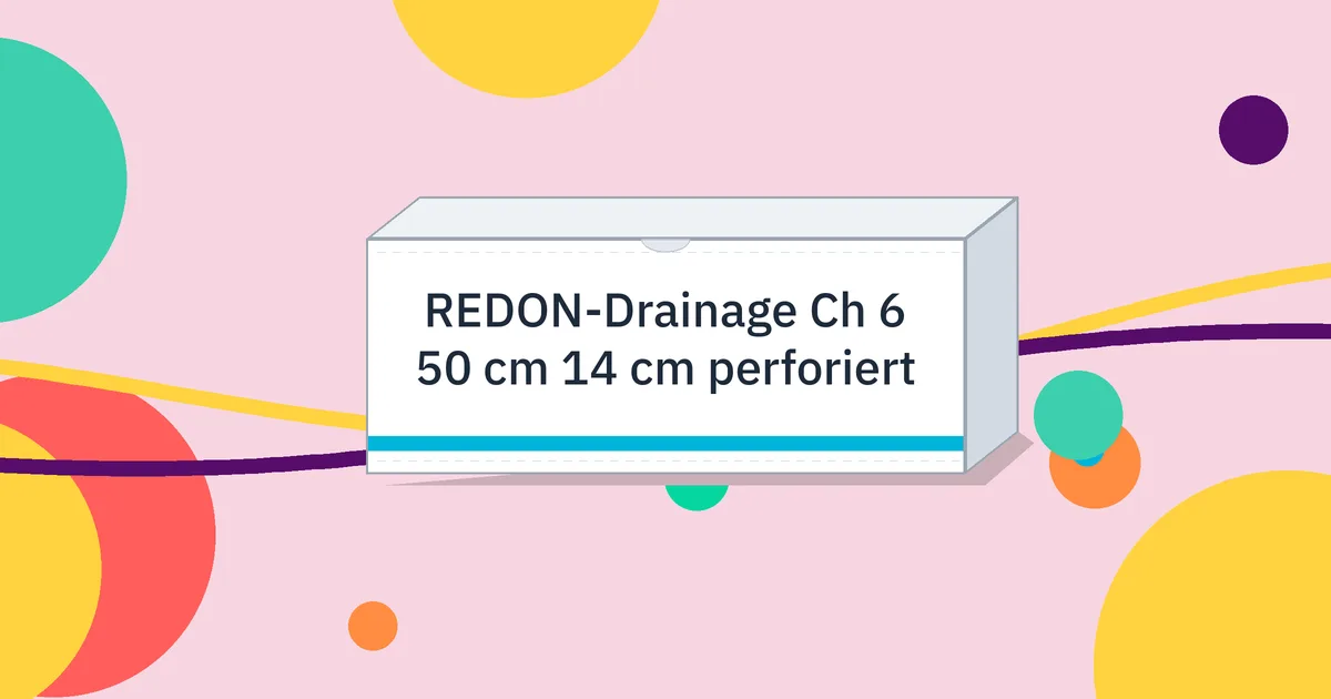 Symbolbild: Packung mit der Aufschrift REDON-Drainage Ch 6 50 cm 14 cm perforiert (PZN 17483617) – Verfügbarkeit und Bezug in Apotheken in Frankfurt am Main