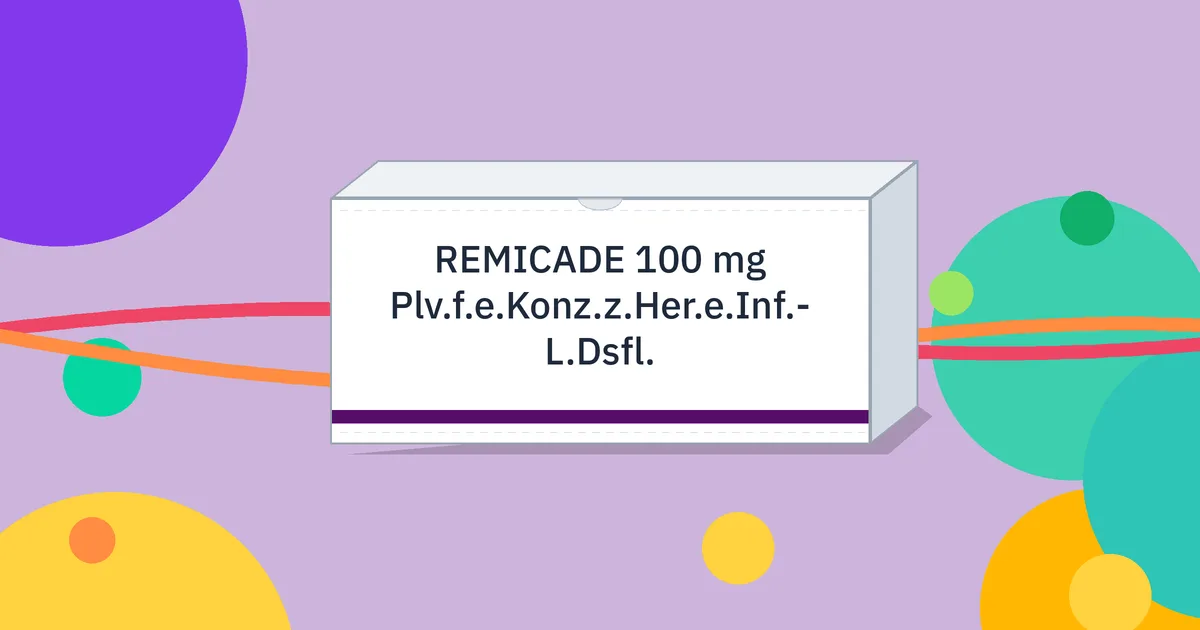 Symbolbild: Packung mit der Aufschrift REMICADE 100 mg Plv.f.e.Konz.z.Her.e.Inf.-L.Dsfl. (PZN 12444417) – Verfügbarkeit und Bezug in Apotheken in Frankfurt am Main