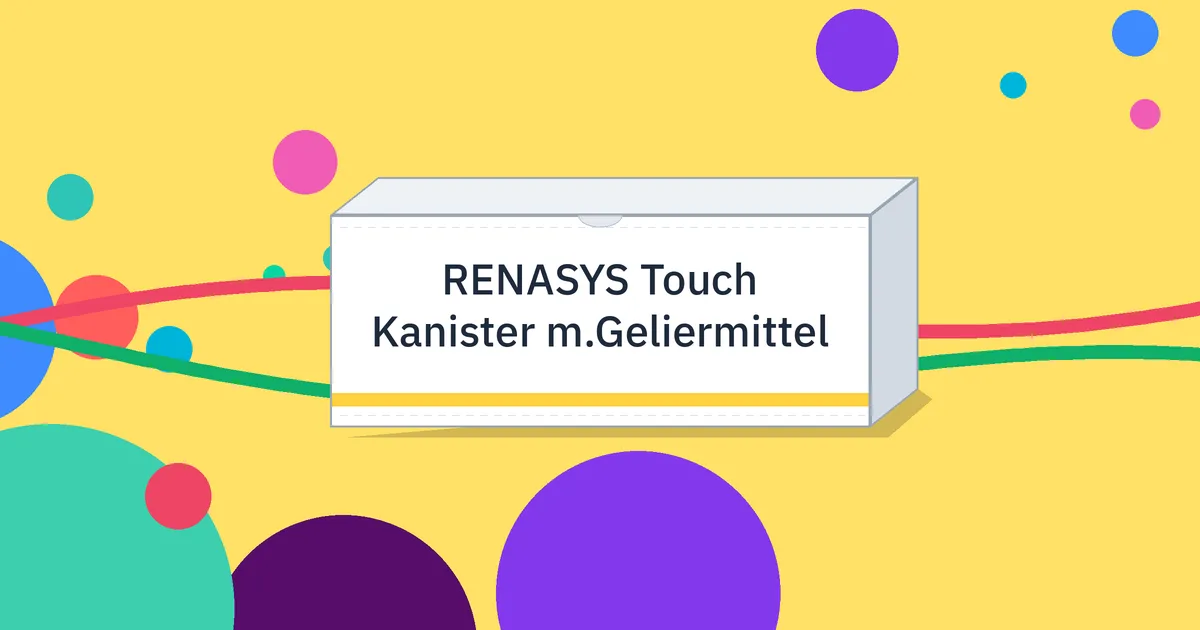 Symbolbild: Packung mit der Aufschrift RENASYS Touch Kanister m.Geliermittel (PZN 16389827) – Verfügbarkeit und Bezug in Apotheken in Frankfurt am Main