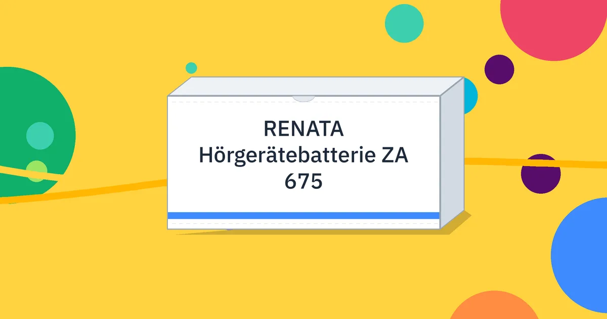 Symbolbild: Packung mit der Aufschrift RENATA Hörgerätebatterie ZA 675 (PZN 01485040) – Verfügbarkeit und Bezug in Apotheken in Frankfurt am Main