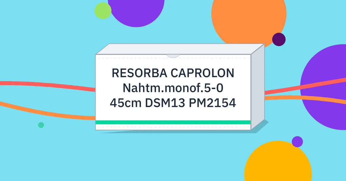 Symbolbild: Packung mit der Aufschrift RESORBA CAPROLON Nahtm.monof.5-0 45cm DSM13 PM2154 (PZN 14280718) – Verfügbarkeit und Bezug in Apotheken in Frankfurt am Main