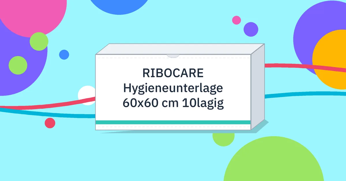 Symbolbild: Packung mit der Aufschrift RIBOCARE Hygieneunterlage 60x60 cm 10lagig (PZN 13587722) – Verfügbarkeit und Bezug in Apotheken in Frankfurt am Main