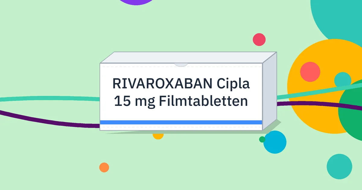 Symbolbild: Packung mit der Aufschrift RIVAROXABAN Cipla 15 mg Filmtabletten (PZN 20019935) – Verfügbarkeit und Bezug in Apotheken in Frankfurt am Main