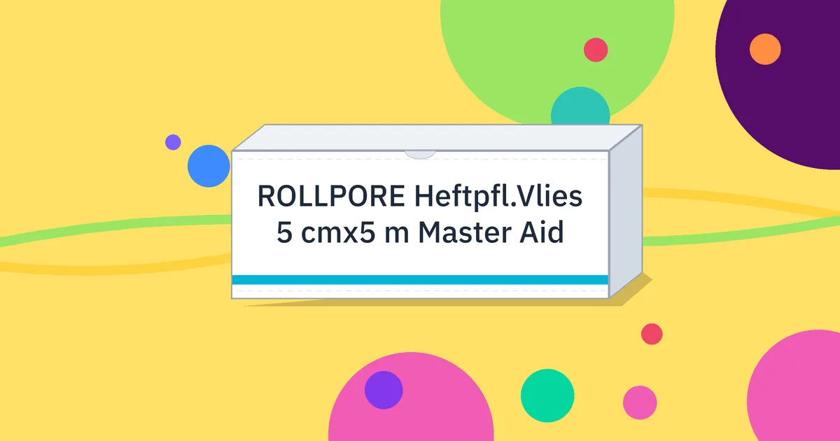Symbolbild: Packung mit der Aufschrift ROLLPORE Heftpfl.Vlies 5 cmx5 m Master Aid (PZN 07708274) – Verfügbarkeit und Bezug in Apotheken in Frankfurt am Main