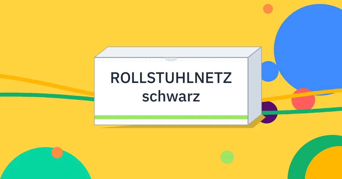 Symbolbild: Packung mit der Aufschrift ROLLSTUHLNETZ schwarz (PZN 00908389) – Verfügbarkeit und Bezug in Apotheken in Frankfurt am Main