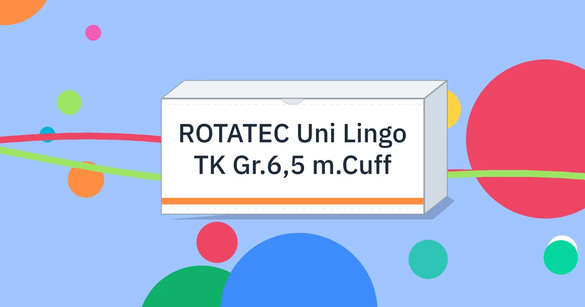 Symbolbild: Packung mit der Aufschrift ROTATEC Uni Lingo TK Gr.6,5 m.Cuff (PZN 20925160) – Verfügbarkeit und Bezug in Apotheken in Frankfurt am Main