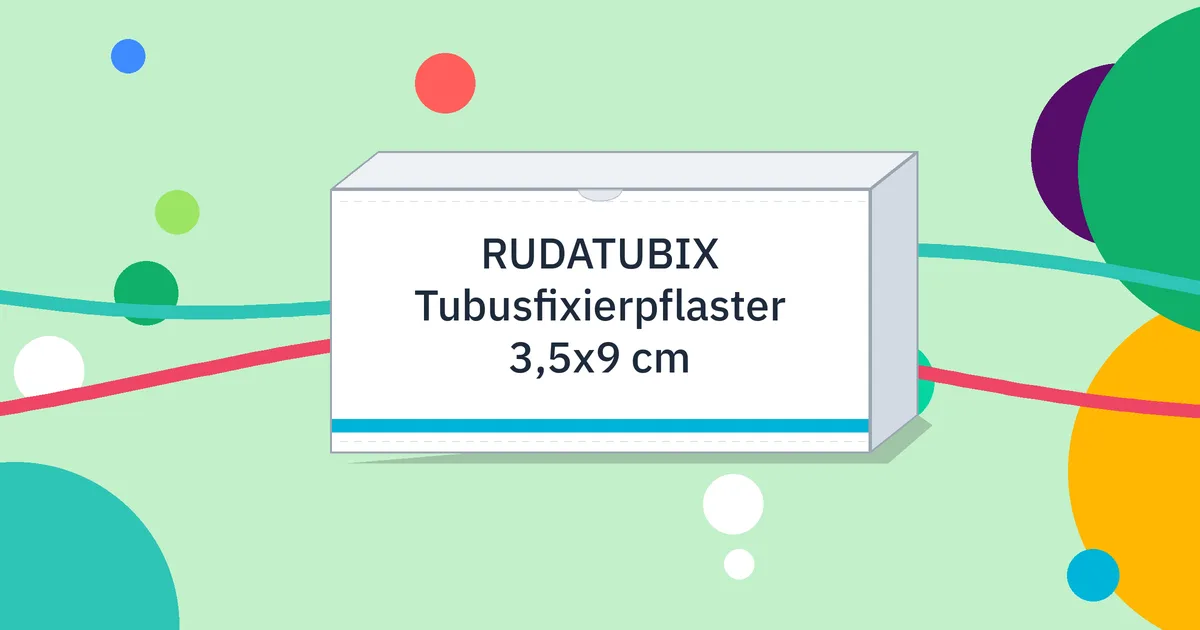 Symbolbild: Packung mit der Aufschrift RUDATUBIX Tubusfixierpflaster 3,5x9 cm (PZN 16742459) – Verfügbarkeit und Bezug in Apotheken in Frankfurt am Main