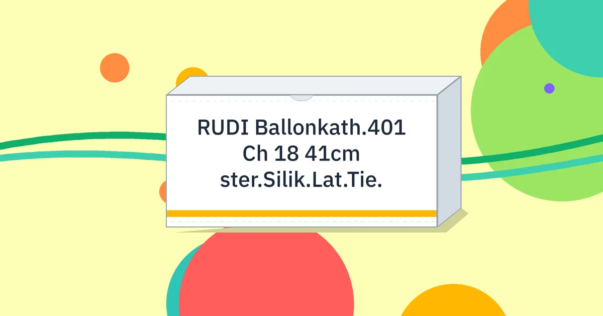 Symbolbild: Packung mit der Aufschrift RUDI Ballonkath.401 Ch 18 41cm ster.Silik.Lat.Tie. (PZN 17863923) – Verfügbarkeit und Bezug in Apotheken in Frankfurt am Main