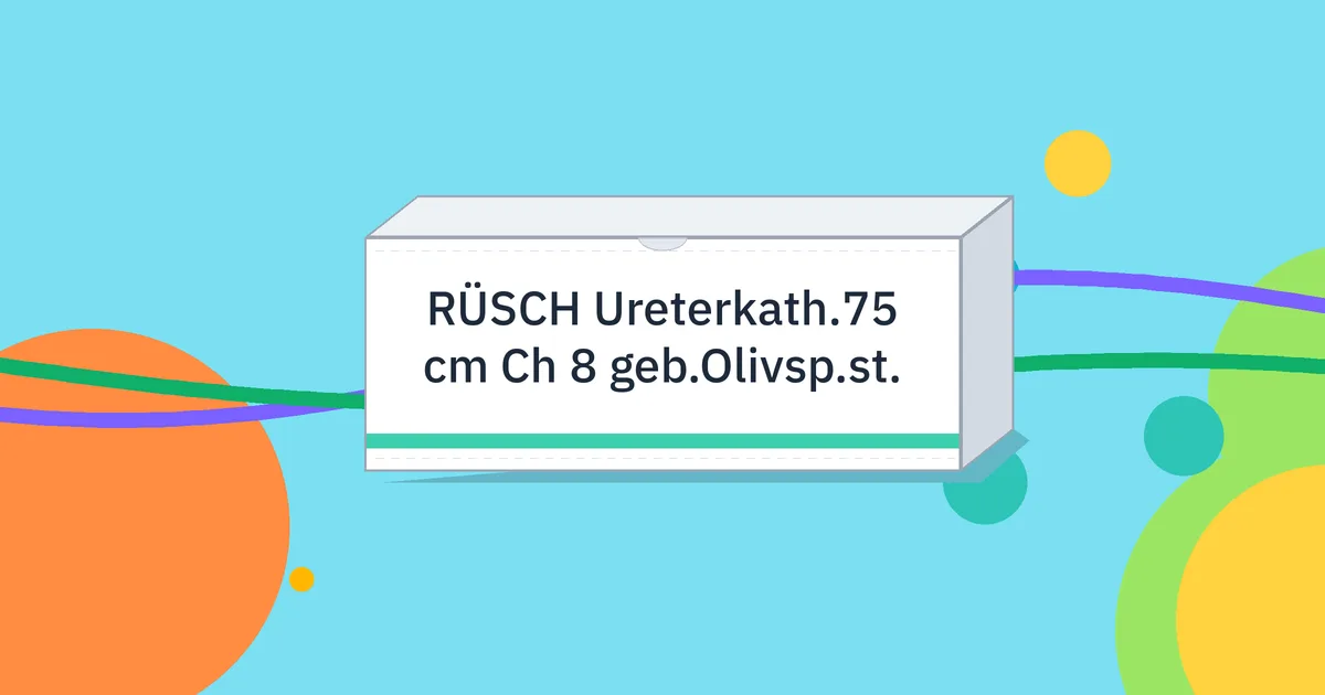 Symbolbild: Packung mit der Aufschrift RÜSCH Ureterkath.75 cm Ch 8 geb.Olivsp.st. (PZN 04249096) – Verfügbarkeit und Bezug in Apotheken in Frankfurt am Main
