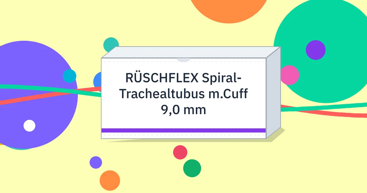 Symbolbild: Packung mit der Aufschrift RÜSCHFLEX Spiral-Trachealtubus m.Cuff 9,0 mm (PZN 12463774) – Verfügbarkeit und Bezug in Apotheken in Frankfurt am Main
