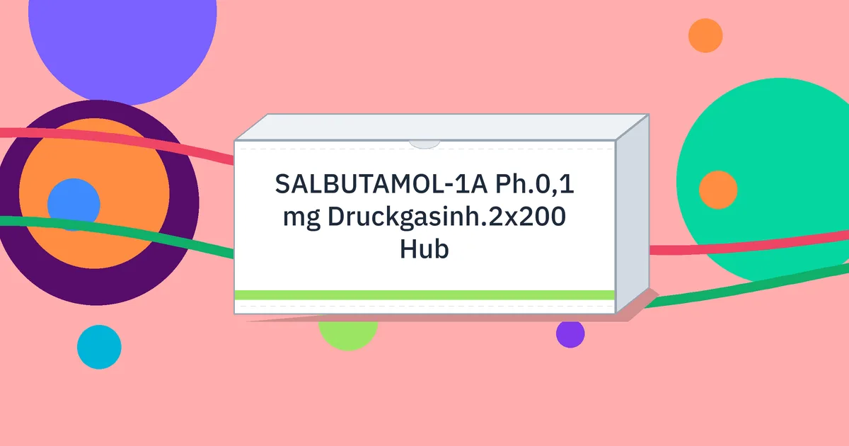 Symbolbild: Packung mit der Aufschrift SALBUTAMOL-1A Ph.0,1 mg Druckgasinh.2x200 Hub (PZN 05391896) – Verfügbarkeit und Bezug in Apotheken in Frankfurt am Main