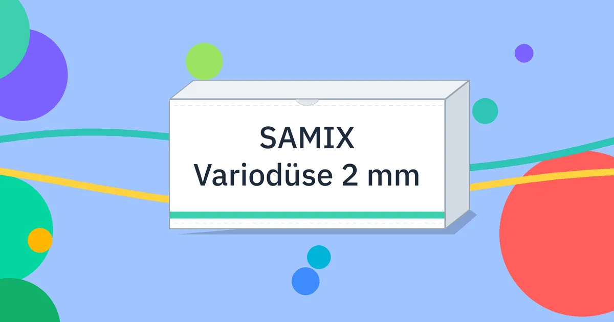 Symbolbild: Packung mit der Aufschrift SAMIX Variodüse 2 mm (PZN 19987575) – Verfügbarkeit und Bezug in Apotheken in Frankfurt am Main