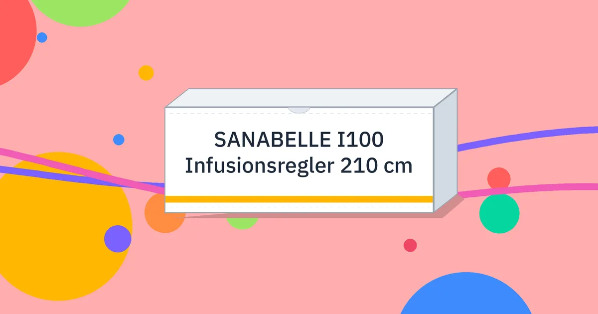 Symbolbild: Packung mit der Aufschrift SANABELLE I100 Infusionsregler 210 cm (PZN 08844832) – Verfügbarkeit und Bezug in Apotheken in Frankfurt am Main