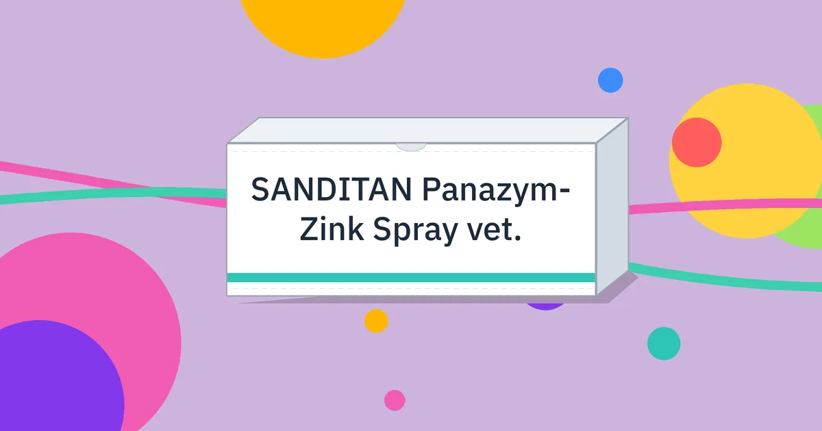 Symbolbild: Packung mit der Aufschrift SANDITAN Panazym-Zink Spray vet. (PZN 18378495) – Verfügbarkeit und Bezug in Apotheken in Frankfurt am Main
