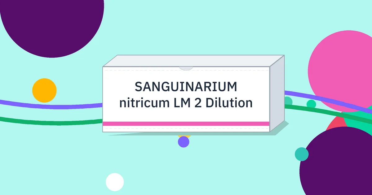 Symbolbild: Packung mit der Aufschrift SANGUINARIUM nitricum LM 2 Dilution (PZN 13181575) – Verfügbarkeit und Bezug in Apotheken in Frankfurt am Main