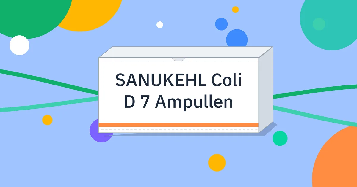 Symbolbild: Packung mit der Aufschrift SANUKEHL Coli D 7 Ampullen (PZN 07709523) – Verfügbarkeit und Bezug in Apotheken in Frankfurt am Main